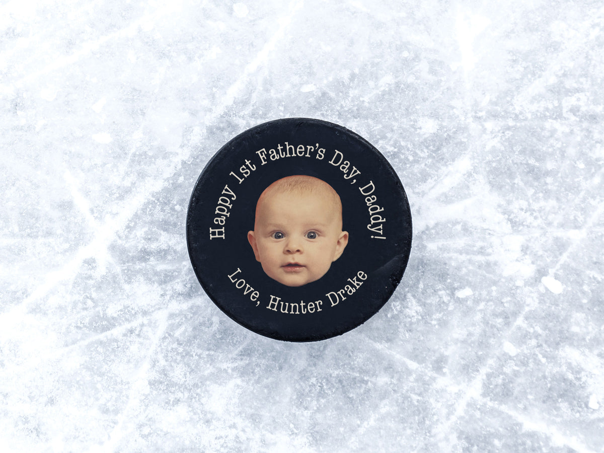 Personalized Hockey Puck - 1st Father's Day Baby Photo — All Custom Gifts