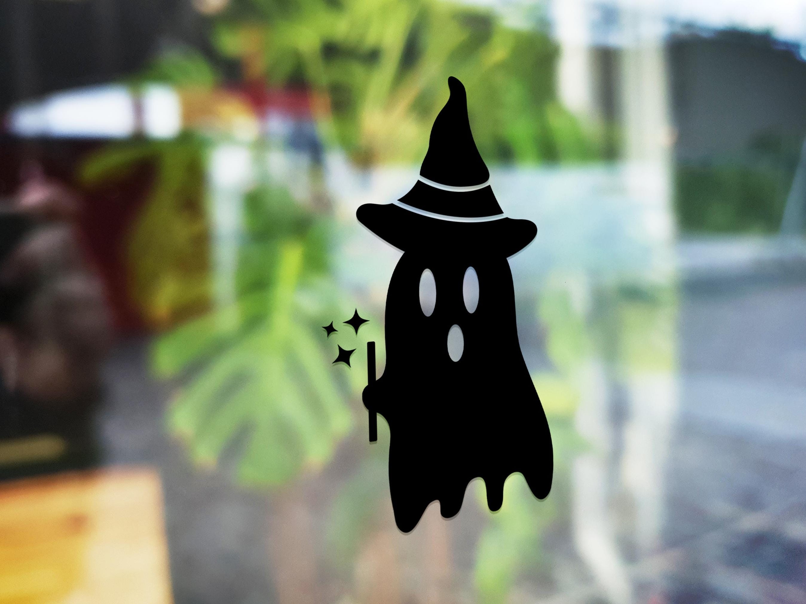 Ghost Witch Window Sticker | Vinyl Decal — All Custom Gifts