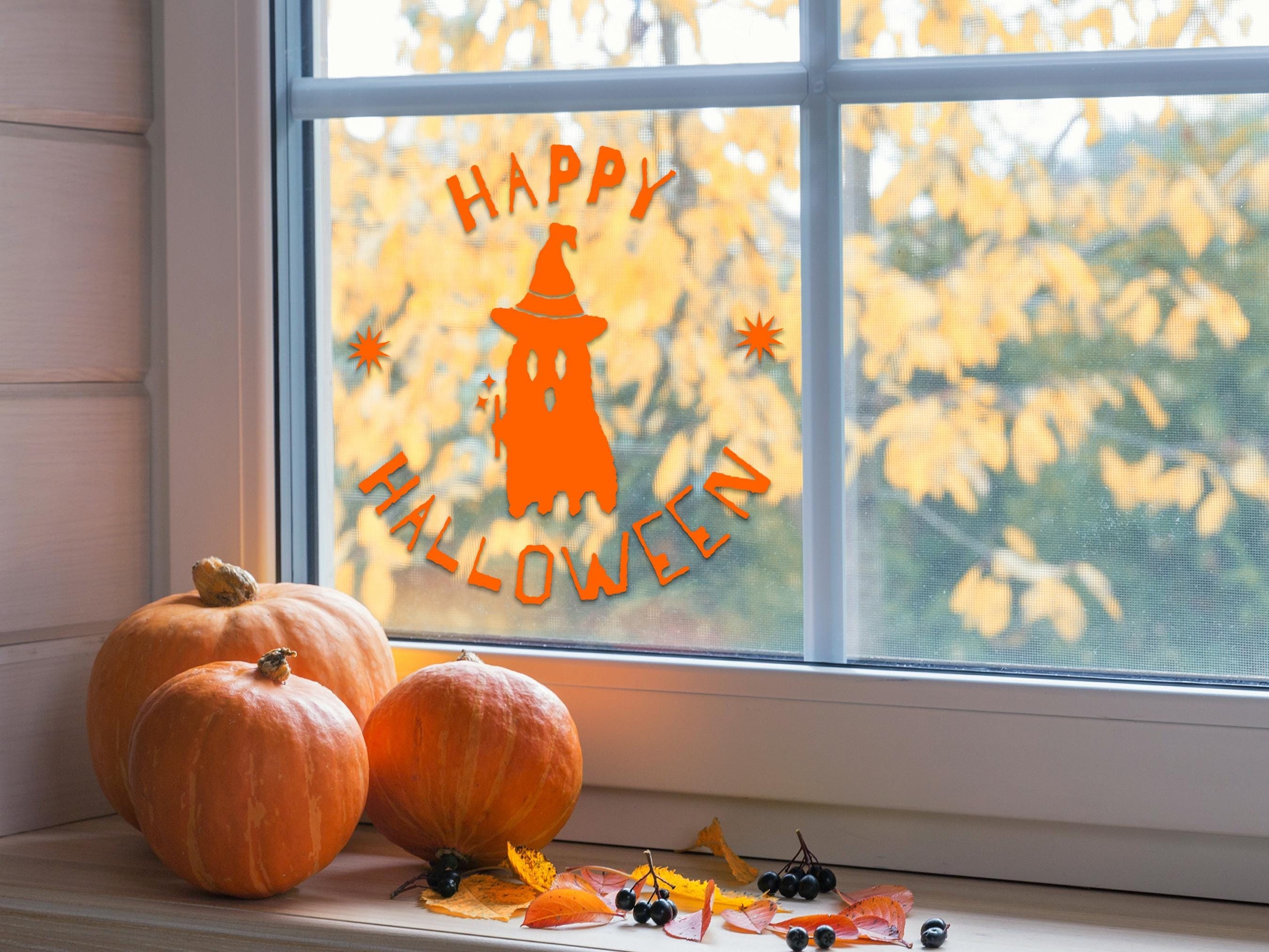 Happy Halloween Ghost Window Sticker | Vinyl Decal — All Custom Gifts