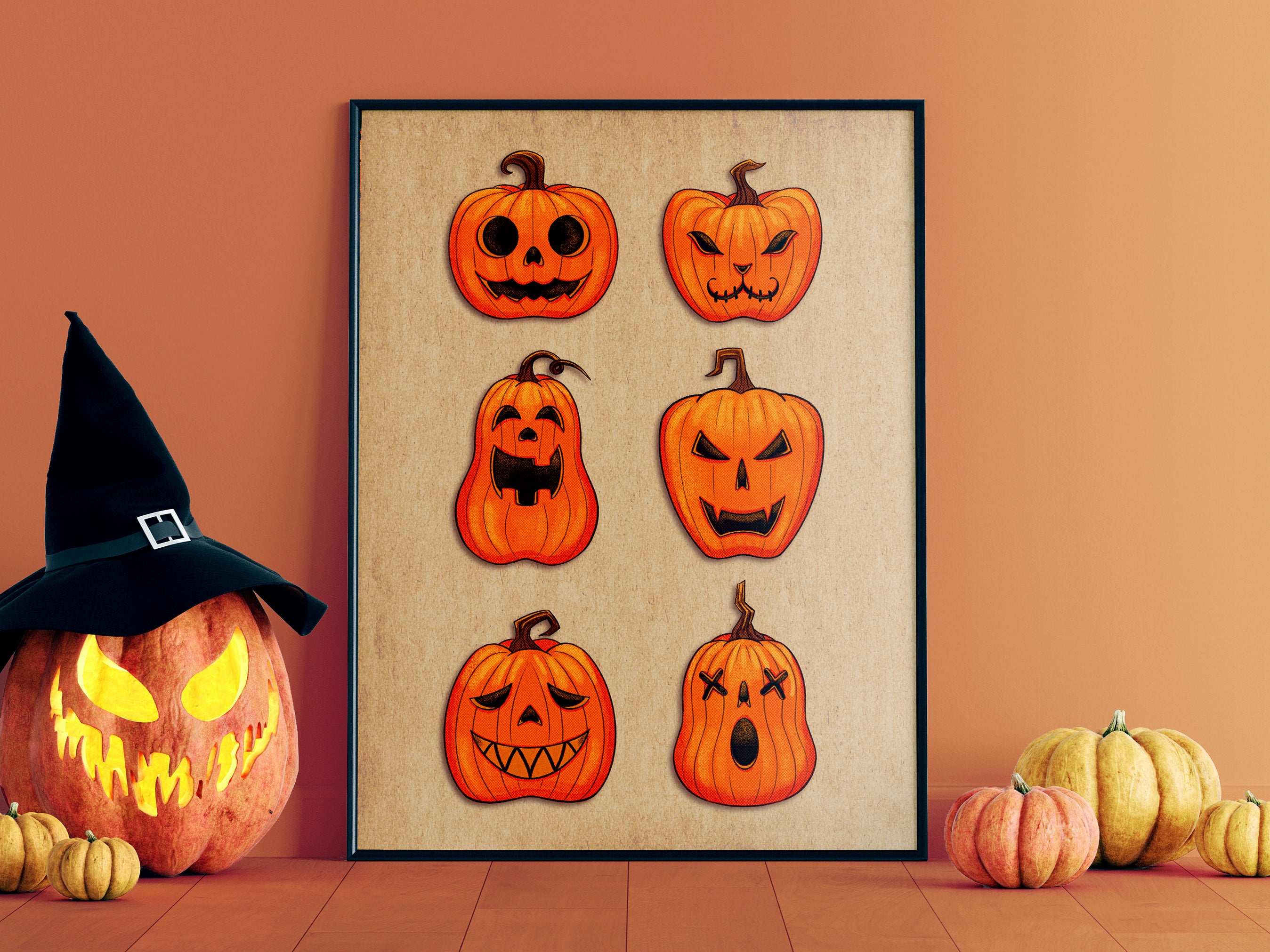 Retro Halloween Pumpkin Patch - Art Print — All Custom Gifts