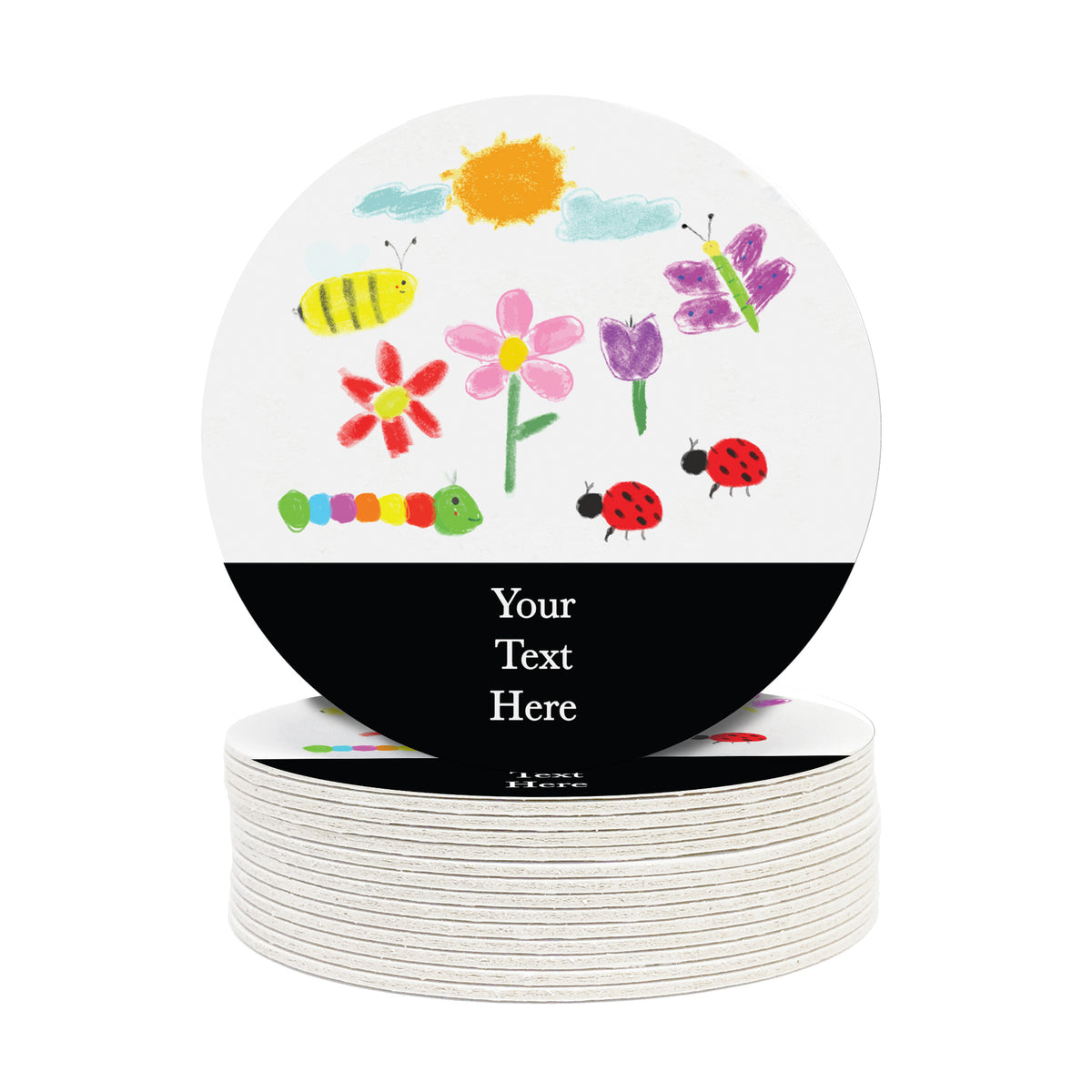 Add Your Photo | Kids Drawing Round Coasters — All Custom Gifts