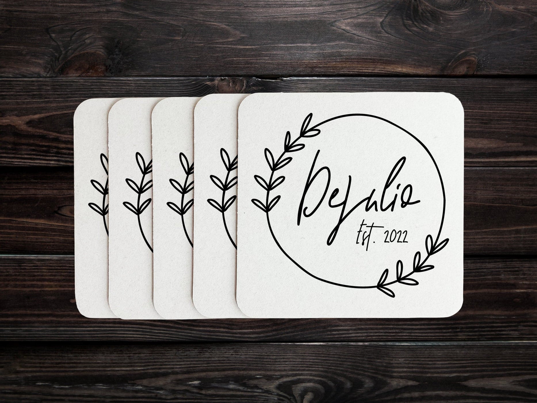 Floral Family Name Coasters — All Custom Gifts