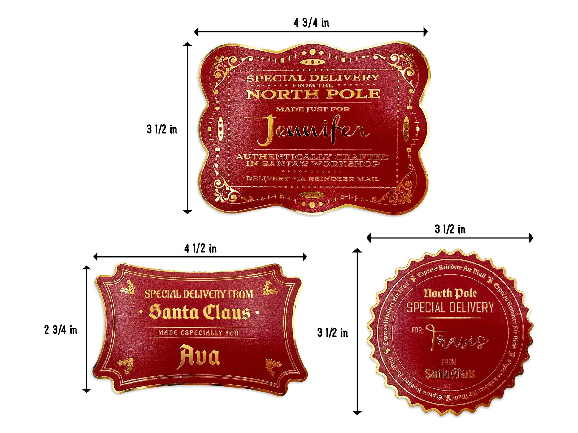 Gold Foil Santa Gift Tags - Set of 6 — All Custom Gifts