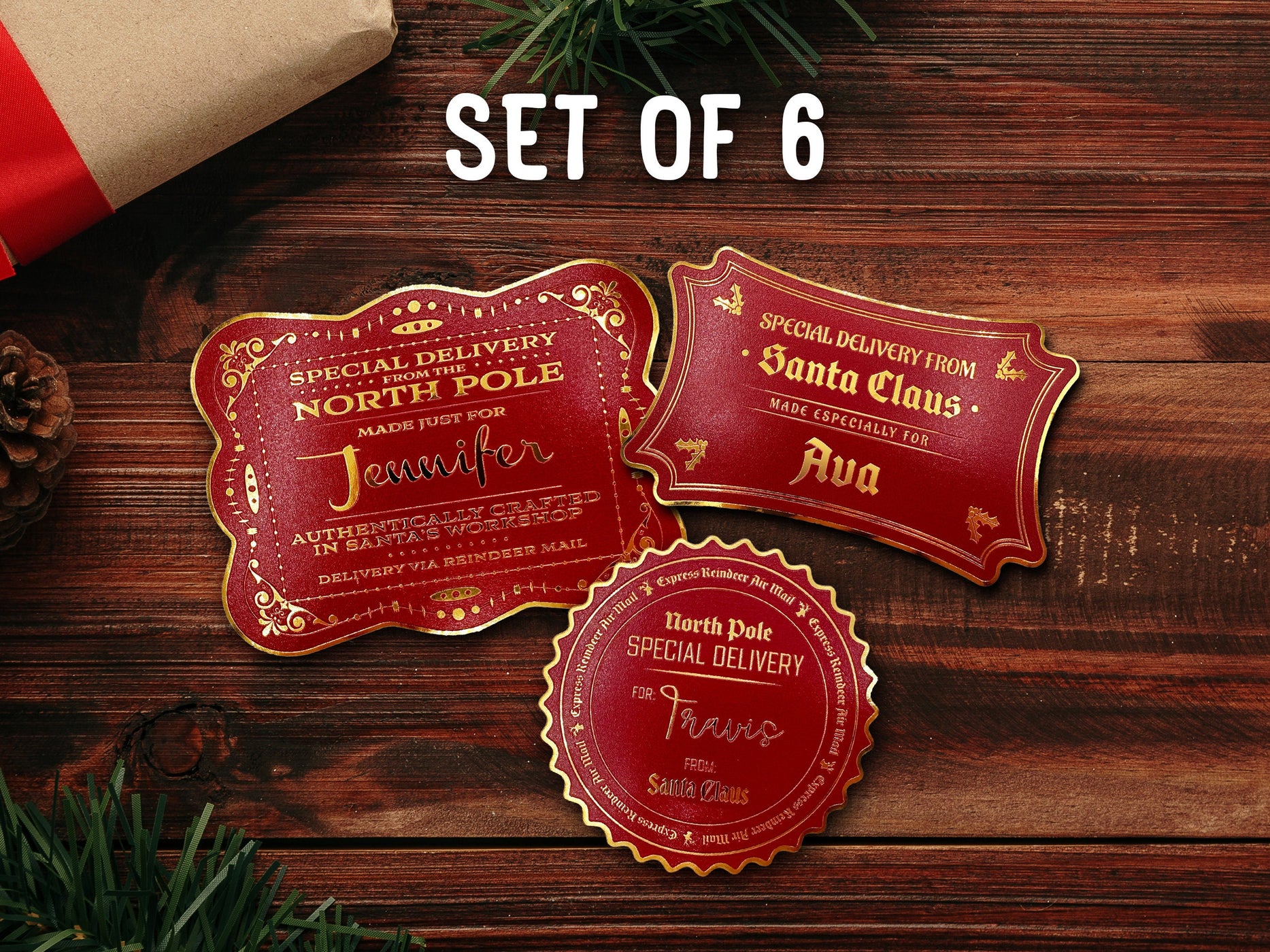 Gold Foil Santa Gift Tags - Set of 6 — All Custom Gifts