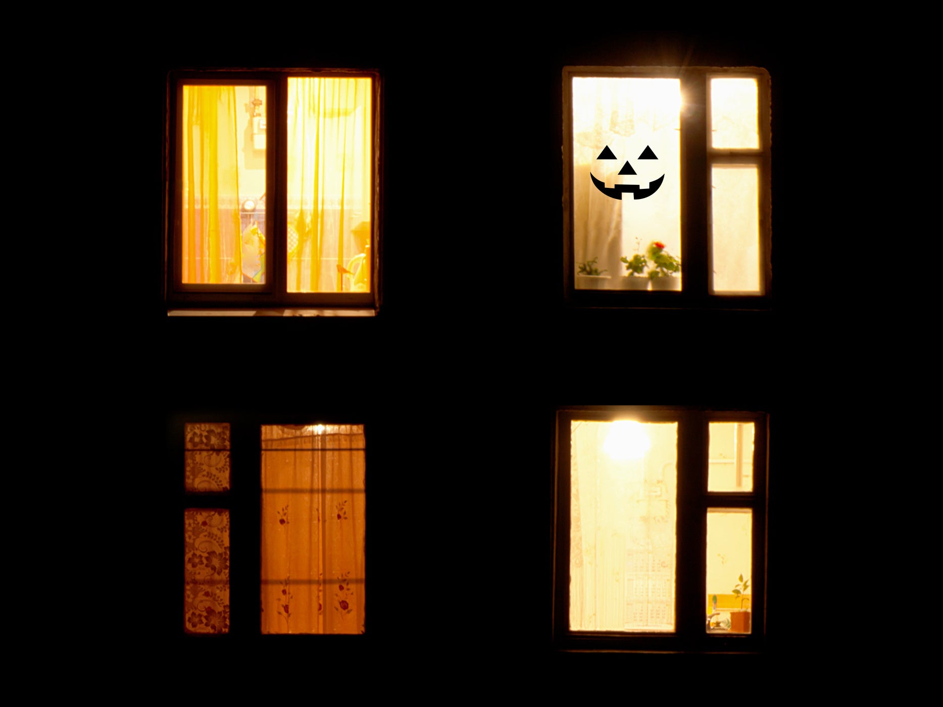 Happy Pumpkin Face Window Sticker Kit | Vinyl Decal — All Custom Gifts