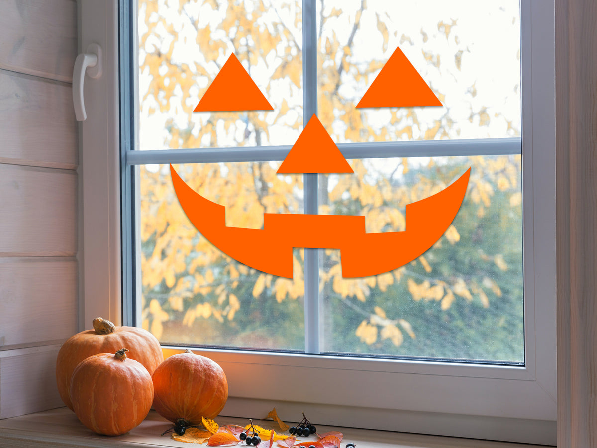Happy Pumpkin Face Window Sticker Kit | Vinyl Decal — All Custom Gifts