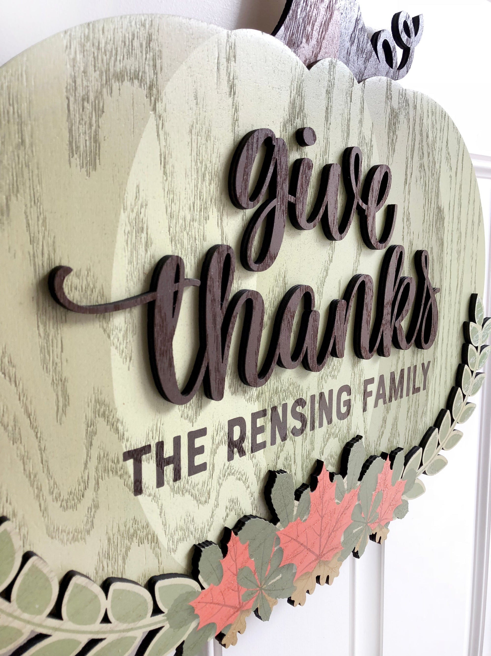 Personalized Give Thanks Door Sign — All Custom Gifts