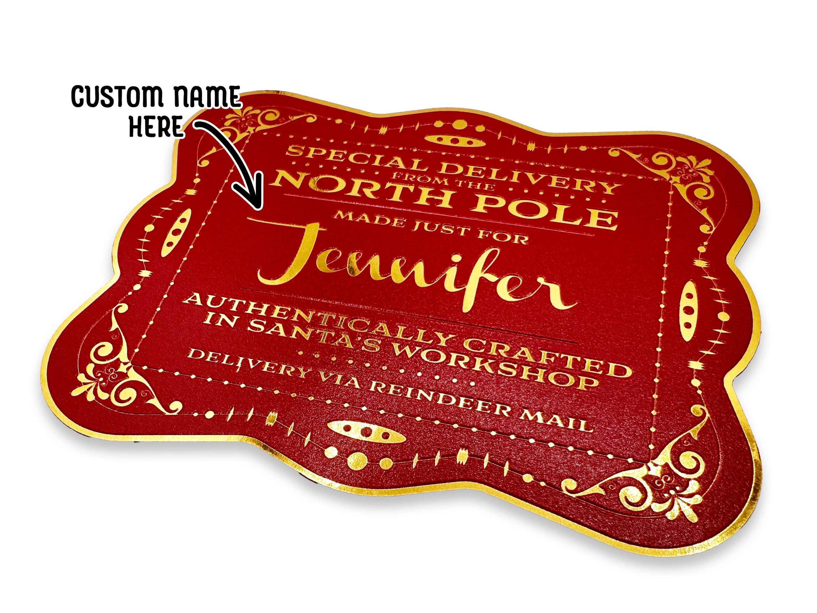 Santa's Workshop Gold Foil Gift Tag — All Custom Gifts