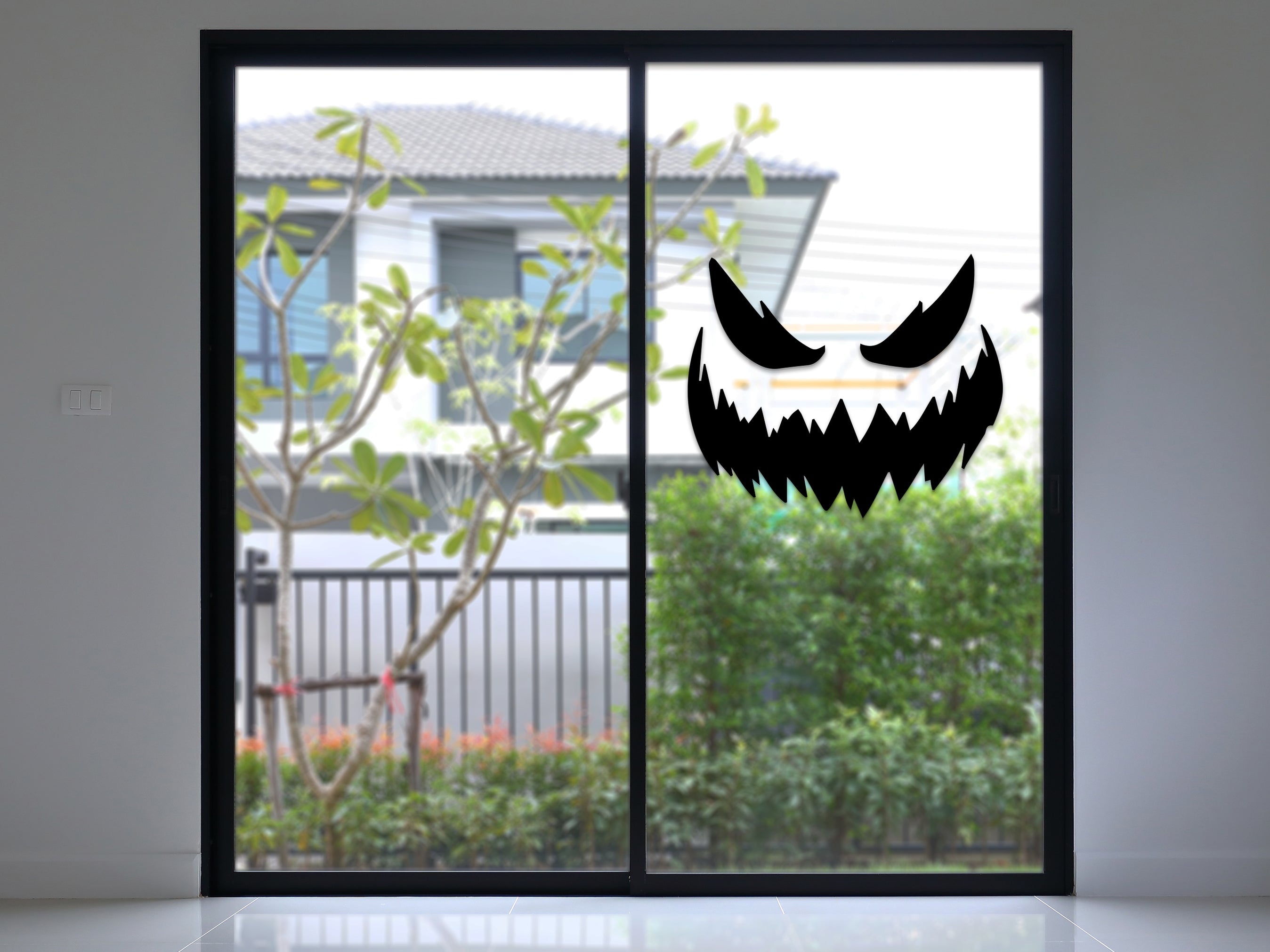 Scary Pumpkin Face Window Sticker Kit | Vinyl Decal — All Custom Gifts