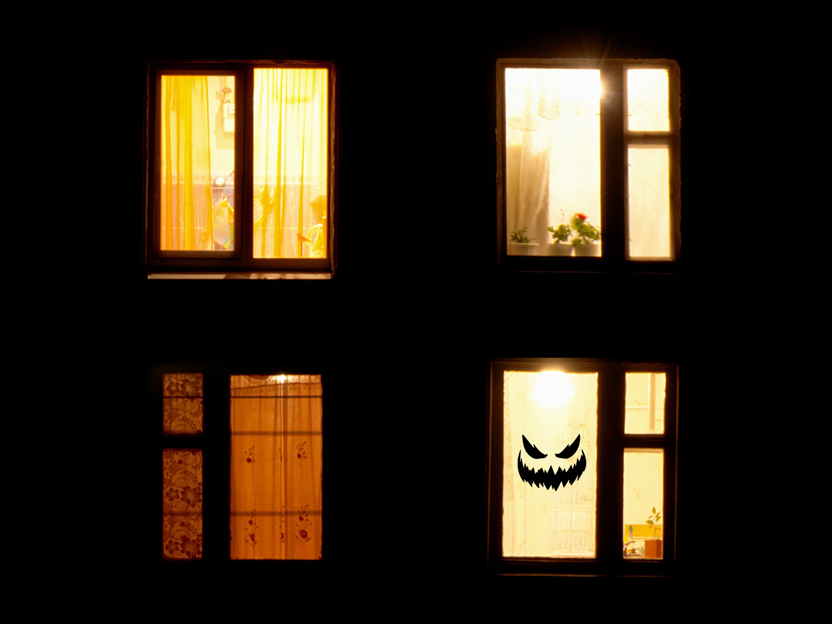 Scary Pumpkin Face Window Sticker Kit | Vinyl Decal — All Custom Gifts