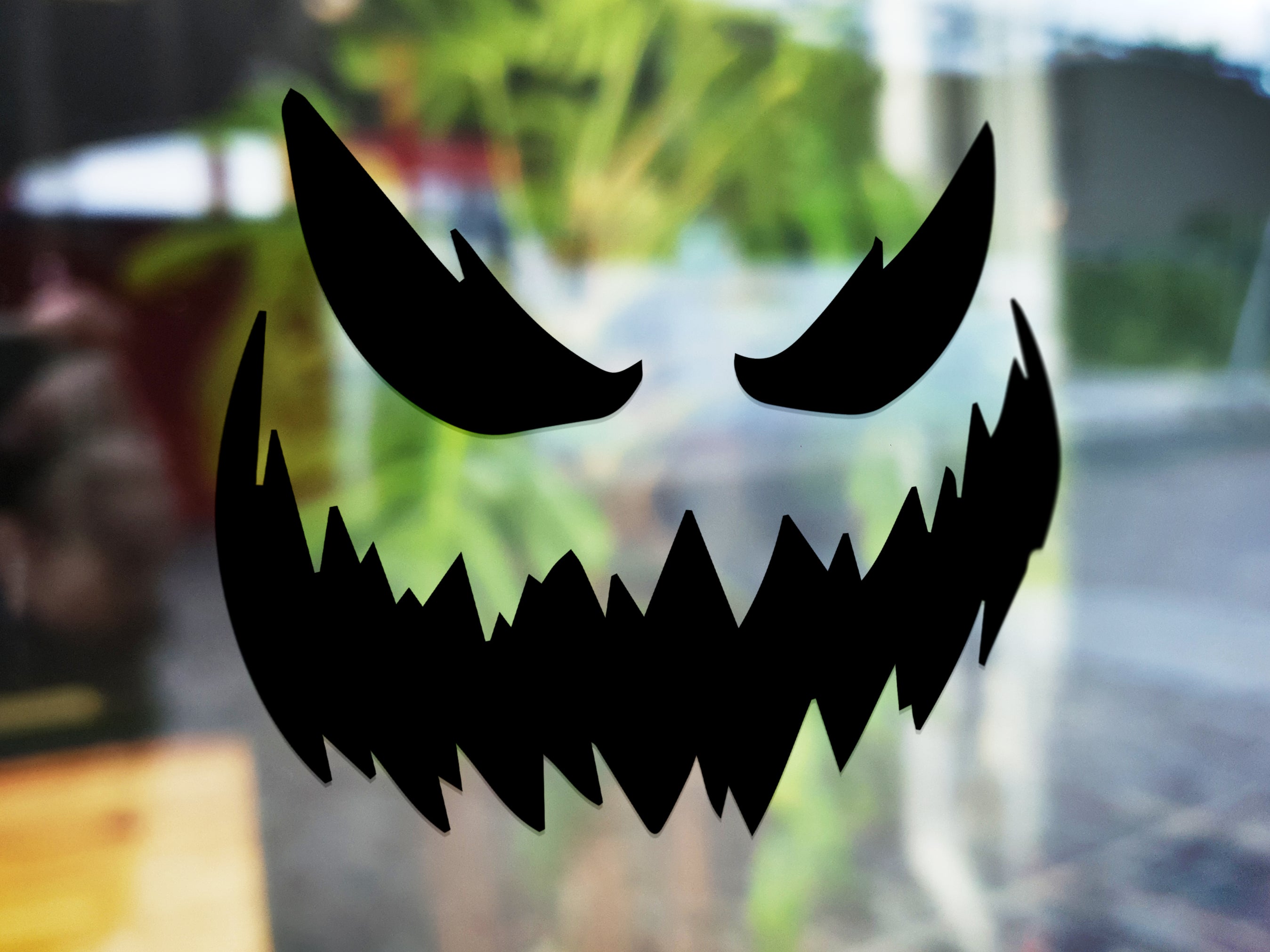 Scary Pumpkin Face Window Sticker Kit | Vinyl Decal — All Custom Gifts